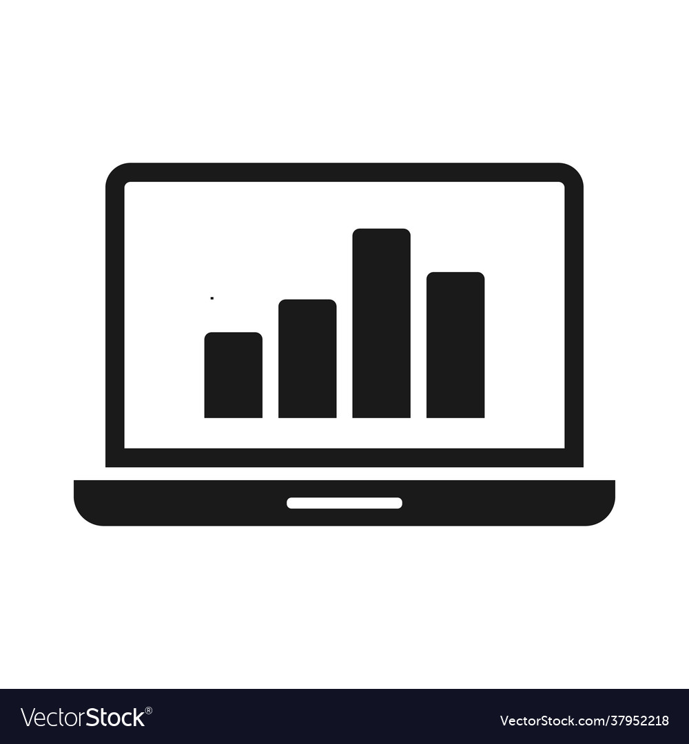 Laptop with chart icon isolated on white Vector Image