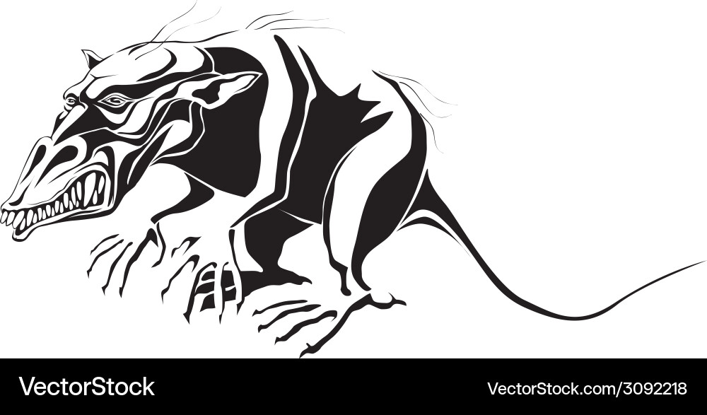 Mutant rat monster eps8 black and white Royalty Free Vector