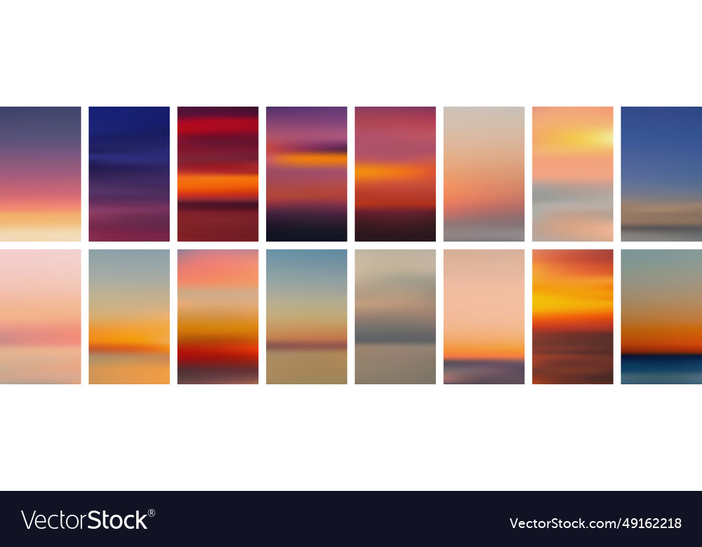 Set of colorful sunset and sunrise sea banners Vector Image