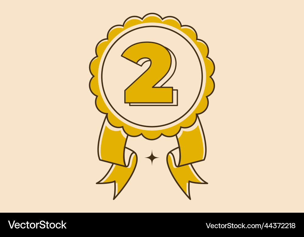 Vintage retro style frame with number two Vector Image