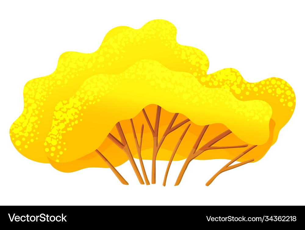 Yellow bright autumn tree or bush with a lush Vector Image