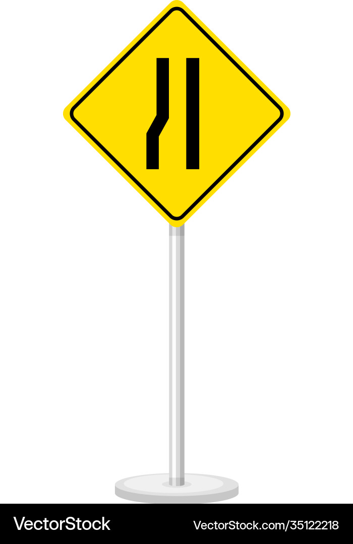 Yellow traffic warning sign on white background Vector Image