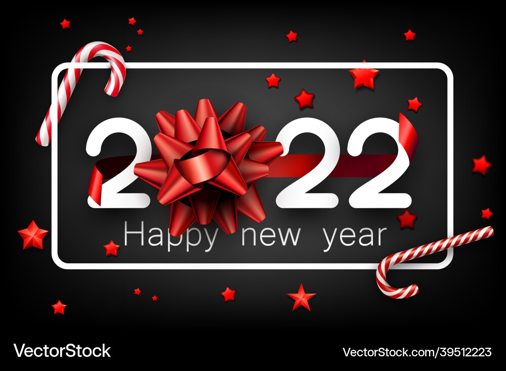 2022 sign with bow in square frame confetti Vector Image