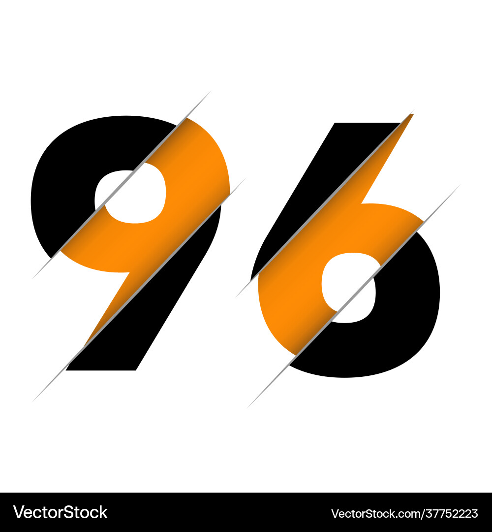 96 9 6 number logo design with a creative cut Vector Image