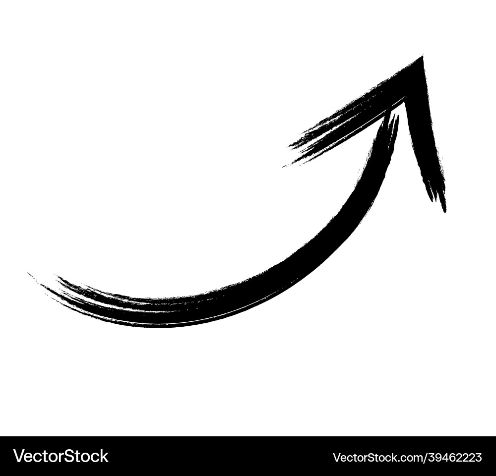 Black hand drawn brush stroke arrow isolated Vector Image