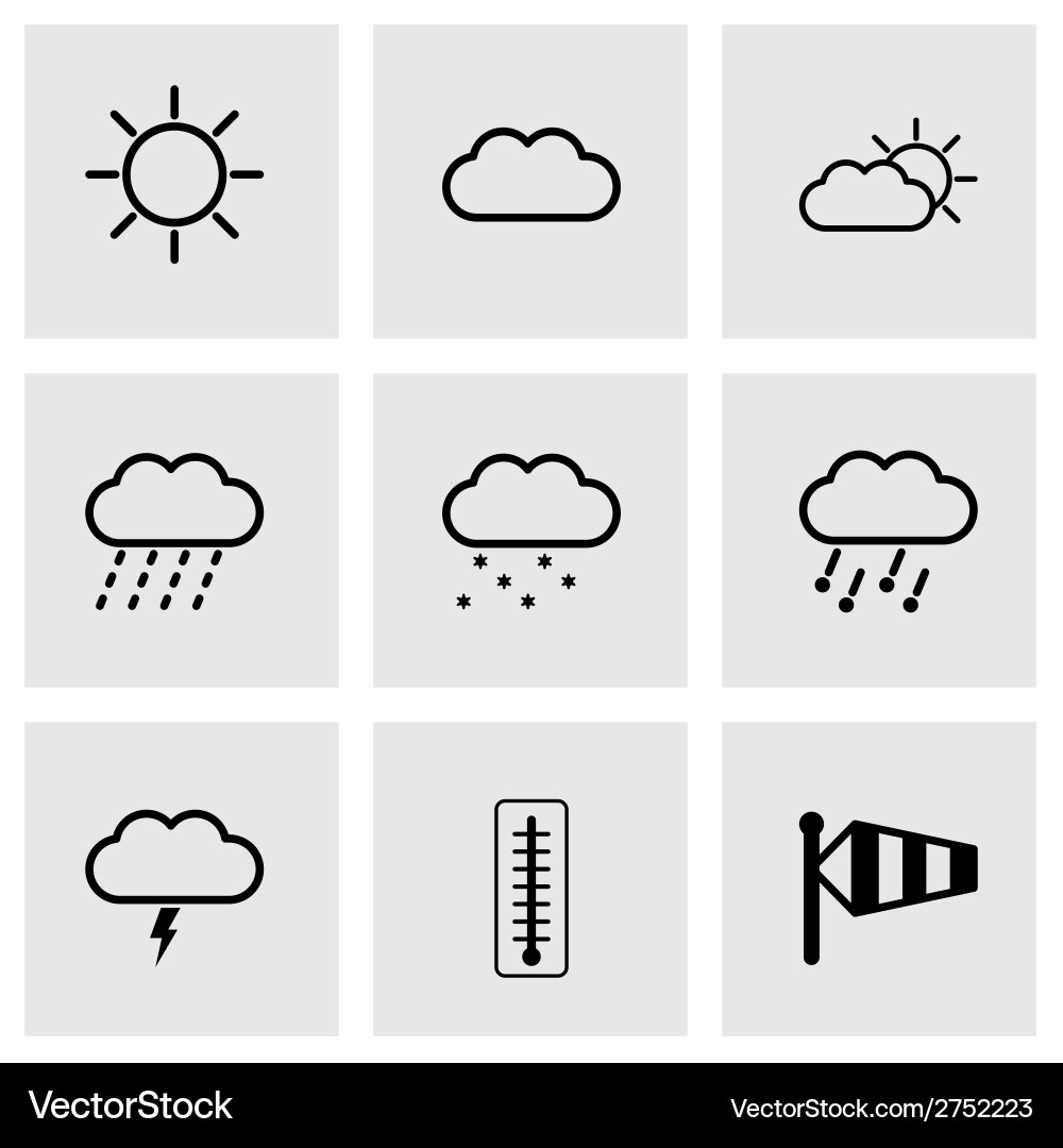 Black weather icons set Royalty Free Vector Image