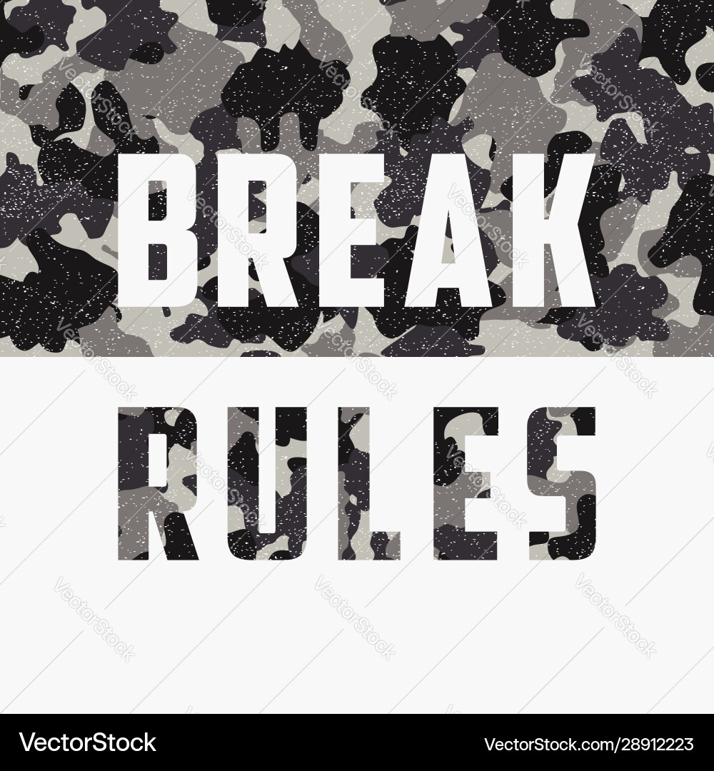 Break rules slogan for t-shirt design Royalty Free Vector