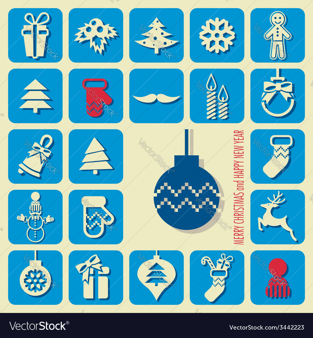 Christmas icons set Royalty Free Vector Image - VectorStock