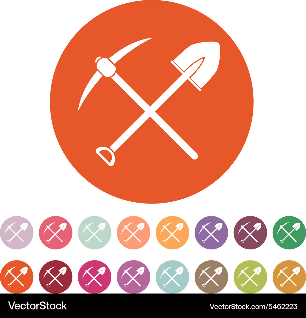 Crossing spade pickax icon pickax Royalty Free Vector Image