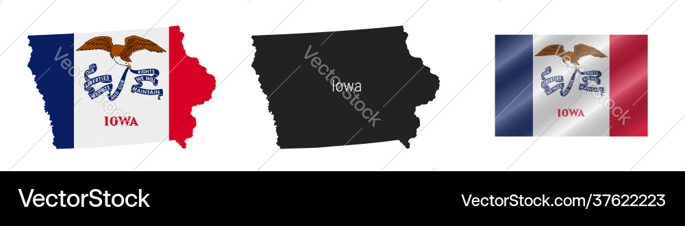 Iowa us state detailed flag map Royalty Free Vector Image