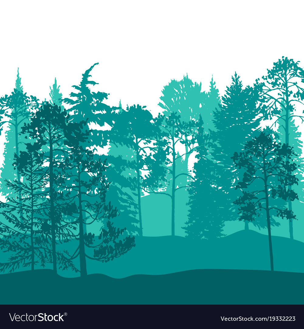 Landscape with pine trees Royalty Free Vector Image