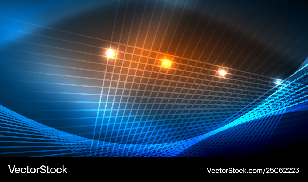 Neon glowing techno lines blue hi-tech futuristic Vector Image