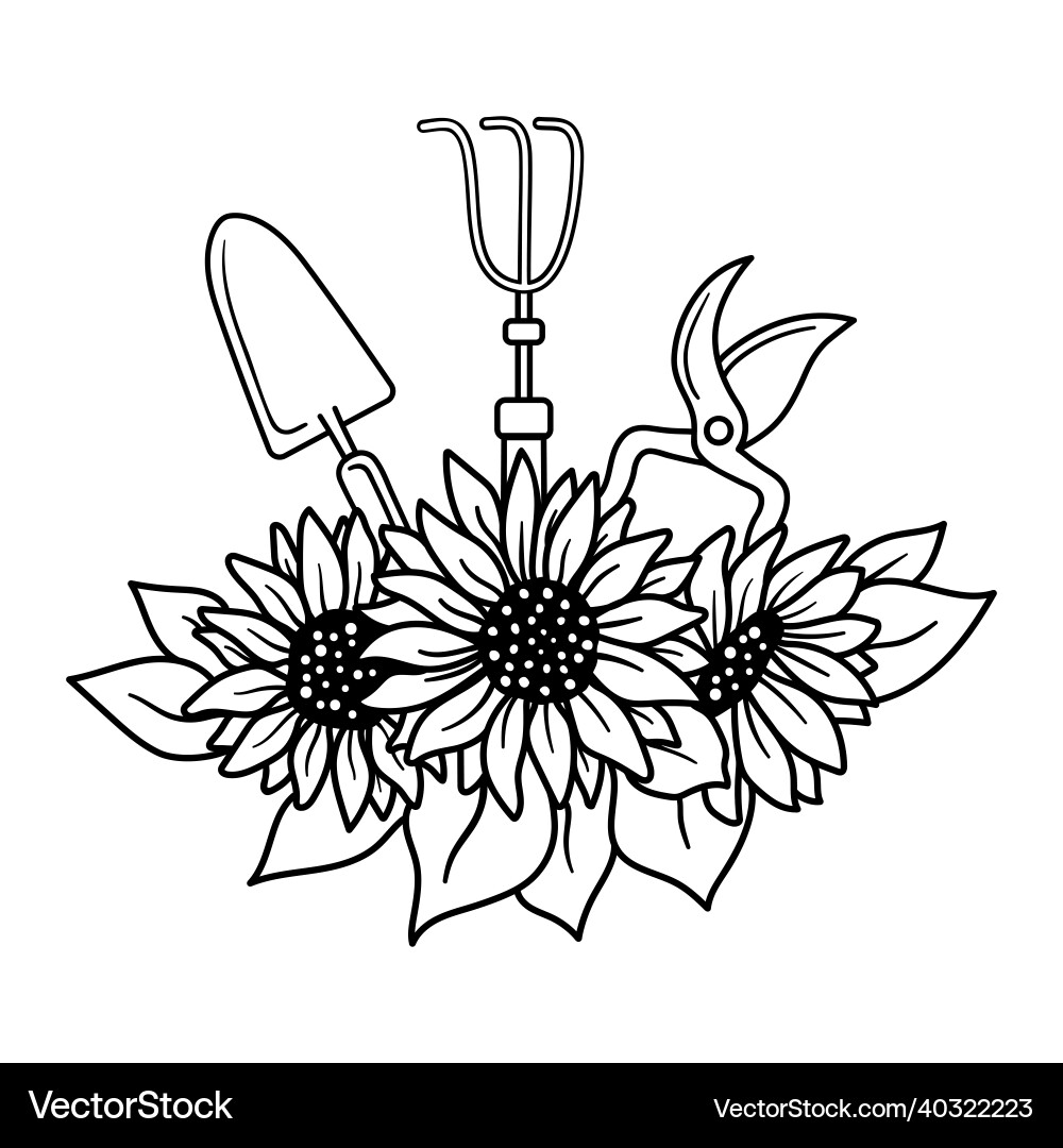 Outline black and white gardening tool Royalty Free Vector