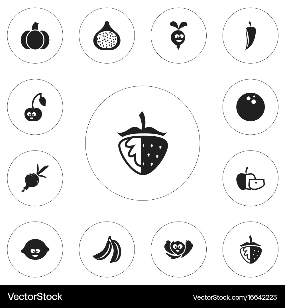 Set of 12 editable vegetable icons includes Vector Image