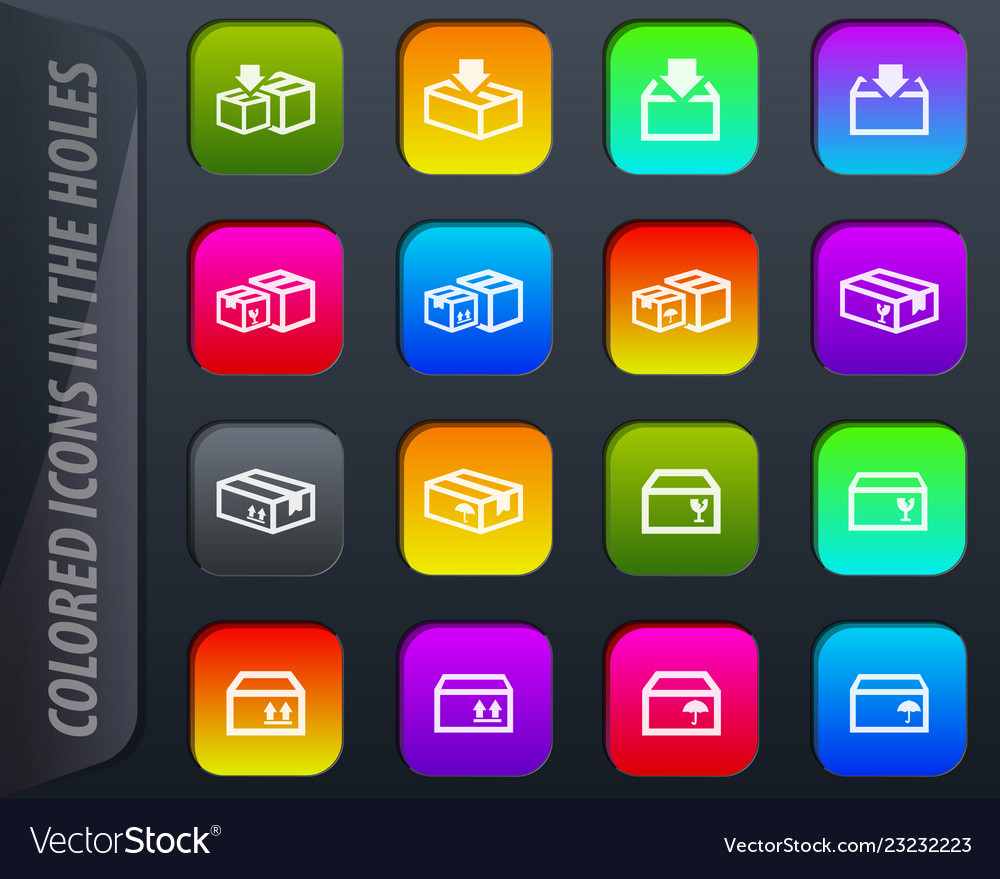 Simple icons set of box Royalty Free Vector Image