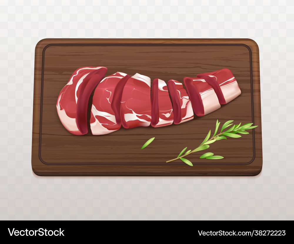 Sliced on pieces raw meat realistic Royalty Free Vector