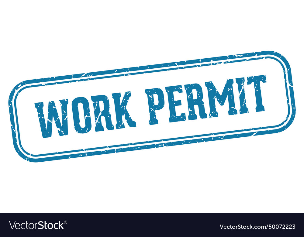 Work permit stamp work permit rectangular stamp Vector Image