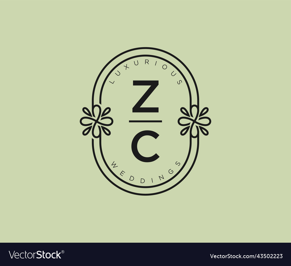 Zc initials letter wedding monogram logos Vector Image