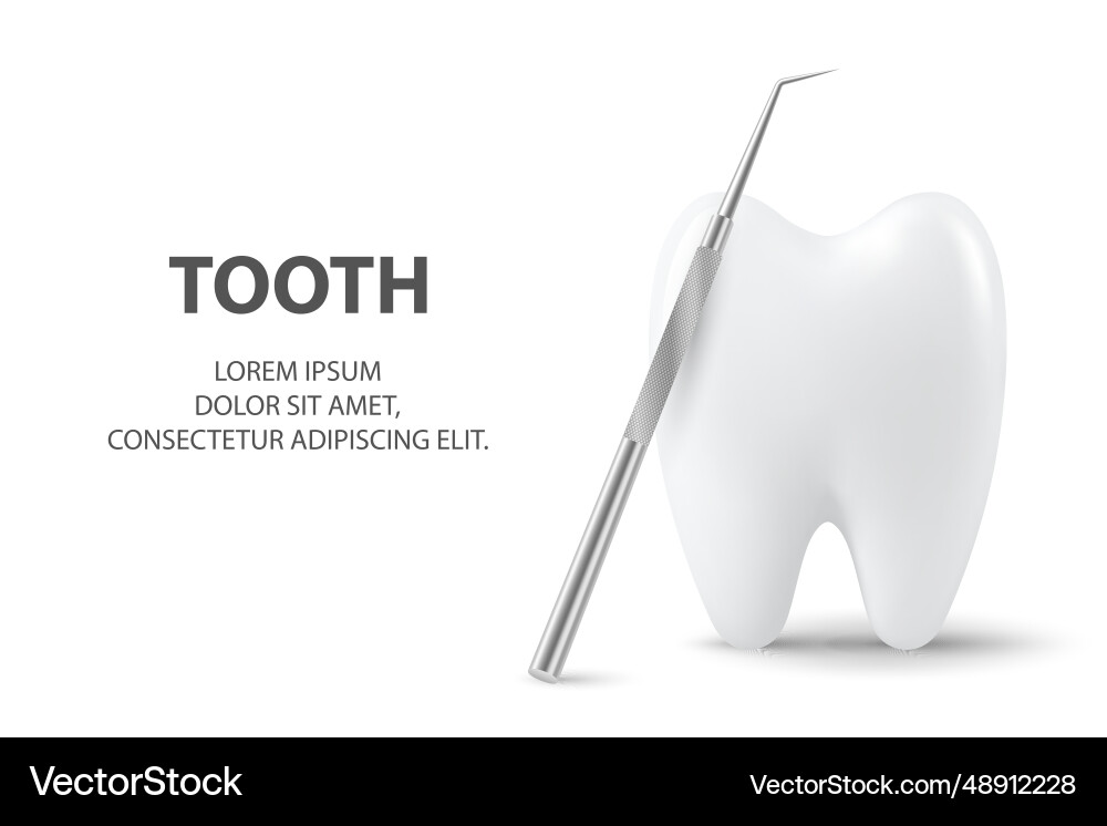 3d realistic tooth and dental probe Royalty Free Vector