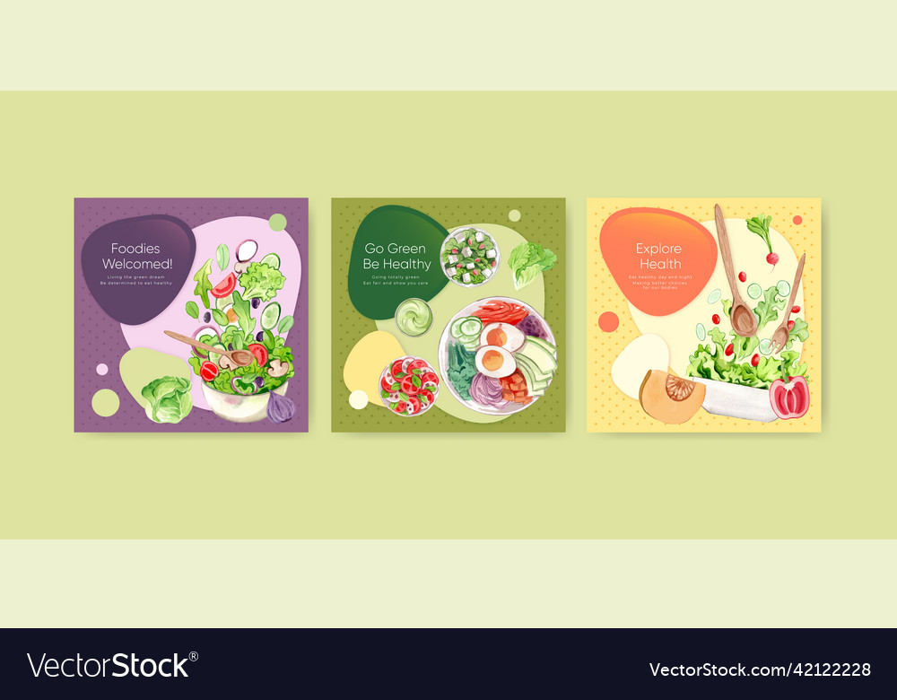 Banner template with healthy salad Royalty Free Vector Image