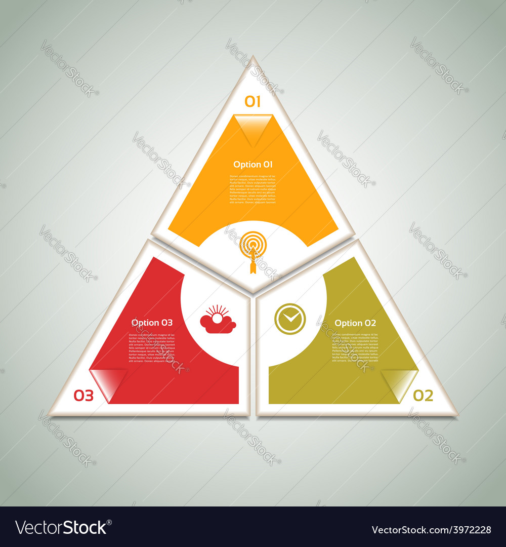 Cyclic diagram with three steps and icons eps 10 Vector Image
