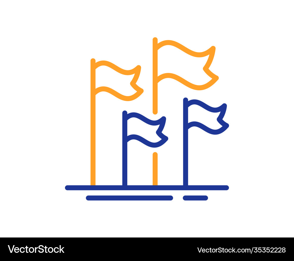 Flags line icon goal success sign Royalty Free Vector Image