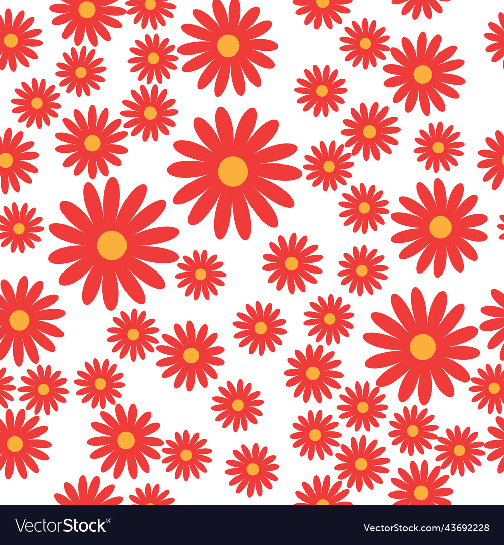 Flat flowers seamless pattern Royalty Free Vector Image