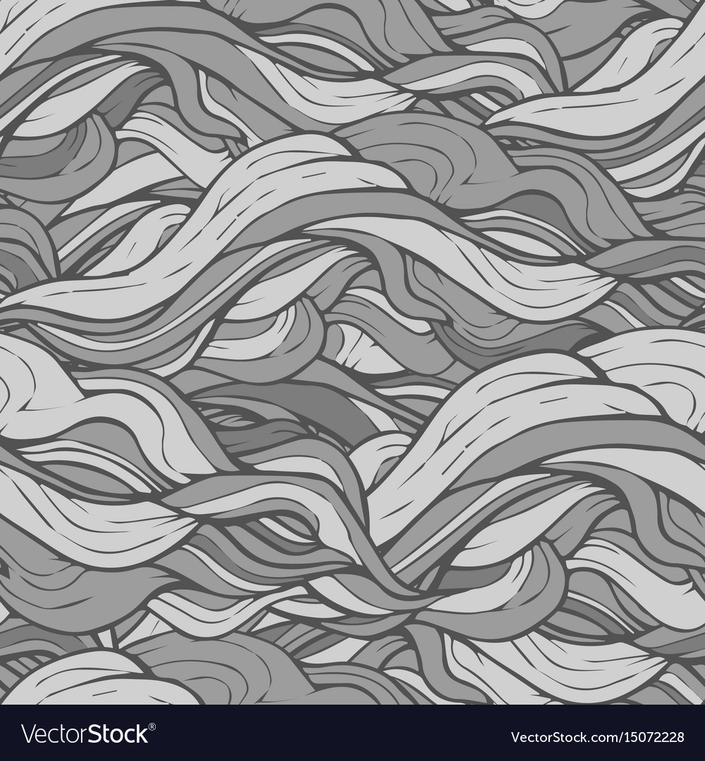 Gray hand drawn wave seamless pattern Royalty Free Vector
