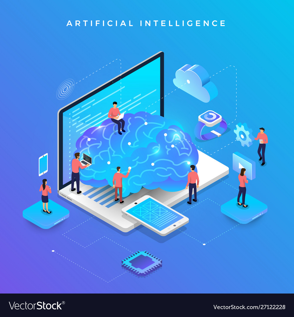 Isometric artificial intelligence Royalty Free Vector Image Isometric artificial intelligence Royalty Free Vector Image