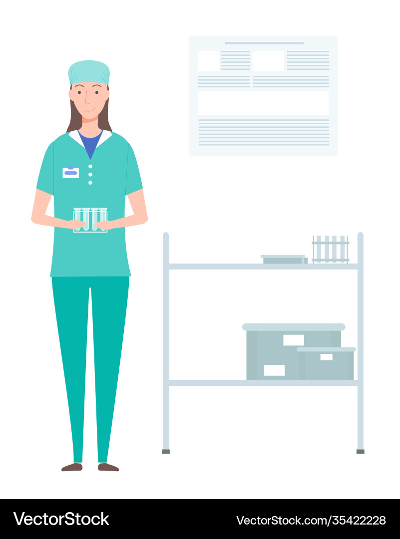 Laboratory woman holding stand with empty test Vector Image