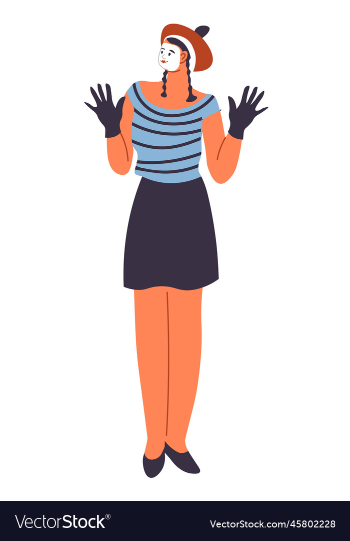 Mime personage actress showing performance Vector Image Mime personage actress showing performance Vector Image