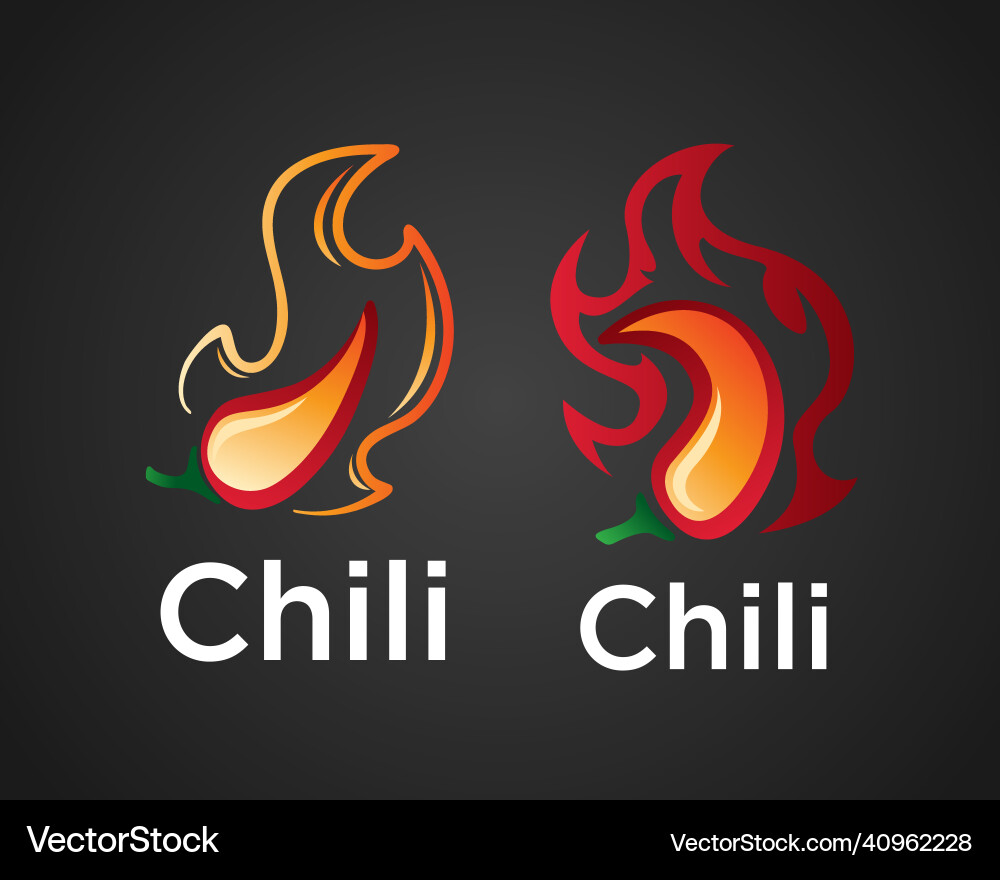 Modern hot fire flames chili logo design Vector Image