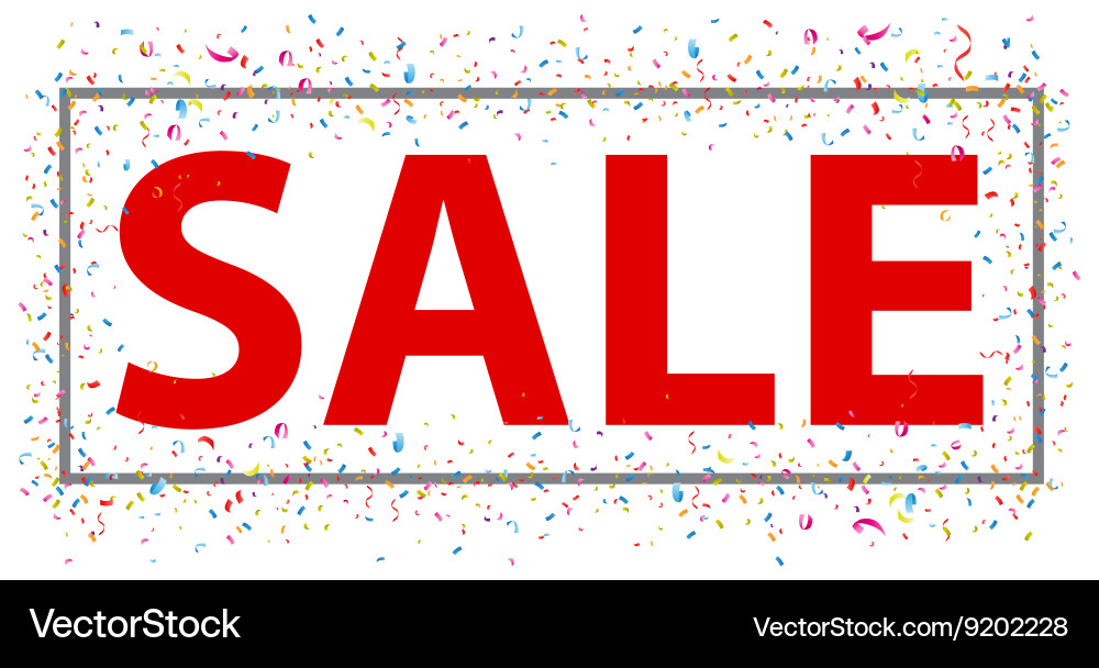 Sale sign with confetti Royalty Free Vector Image