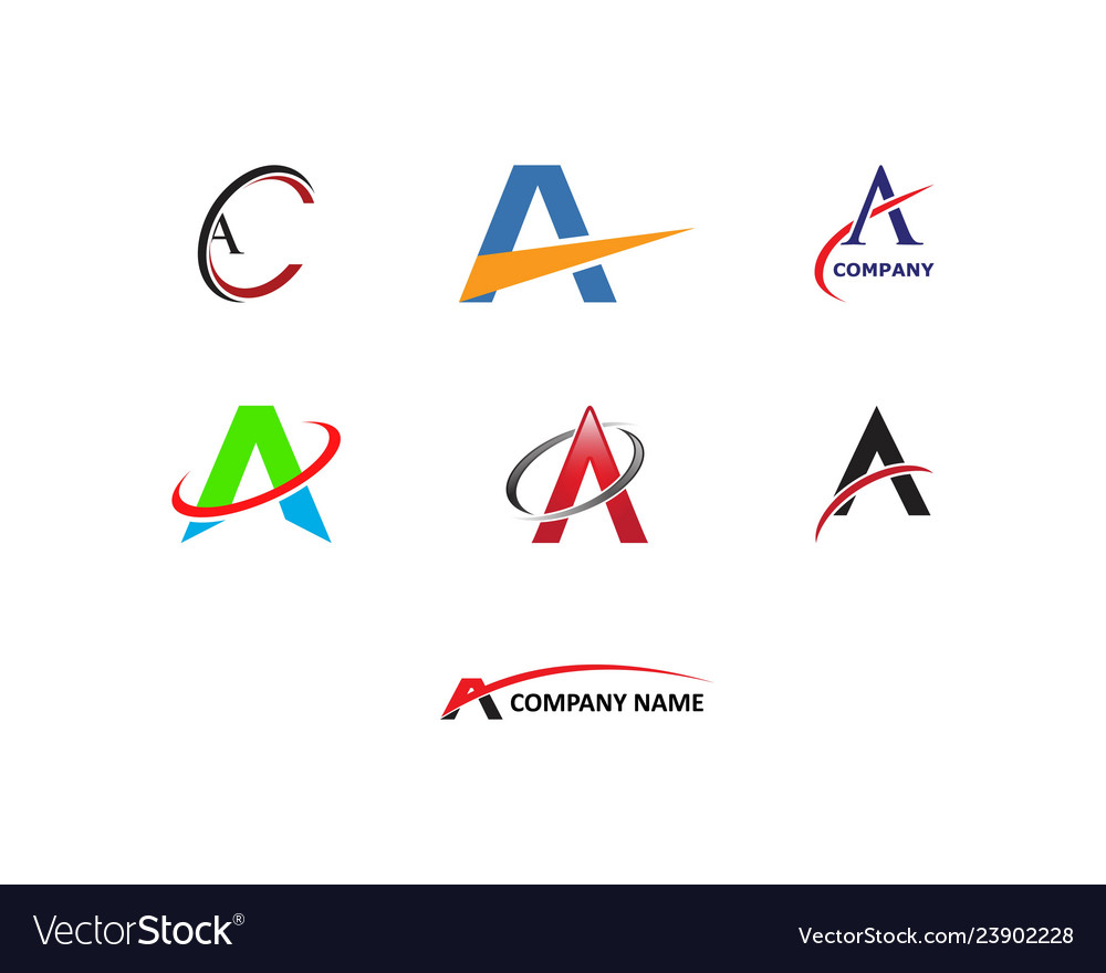 Set of a letter swoosh logo template Royalty Free Vector