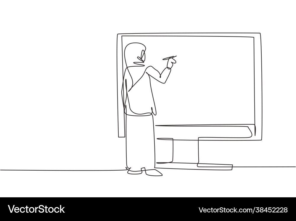 Single one line drawing arabian female junior Vector Image