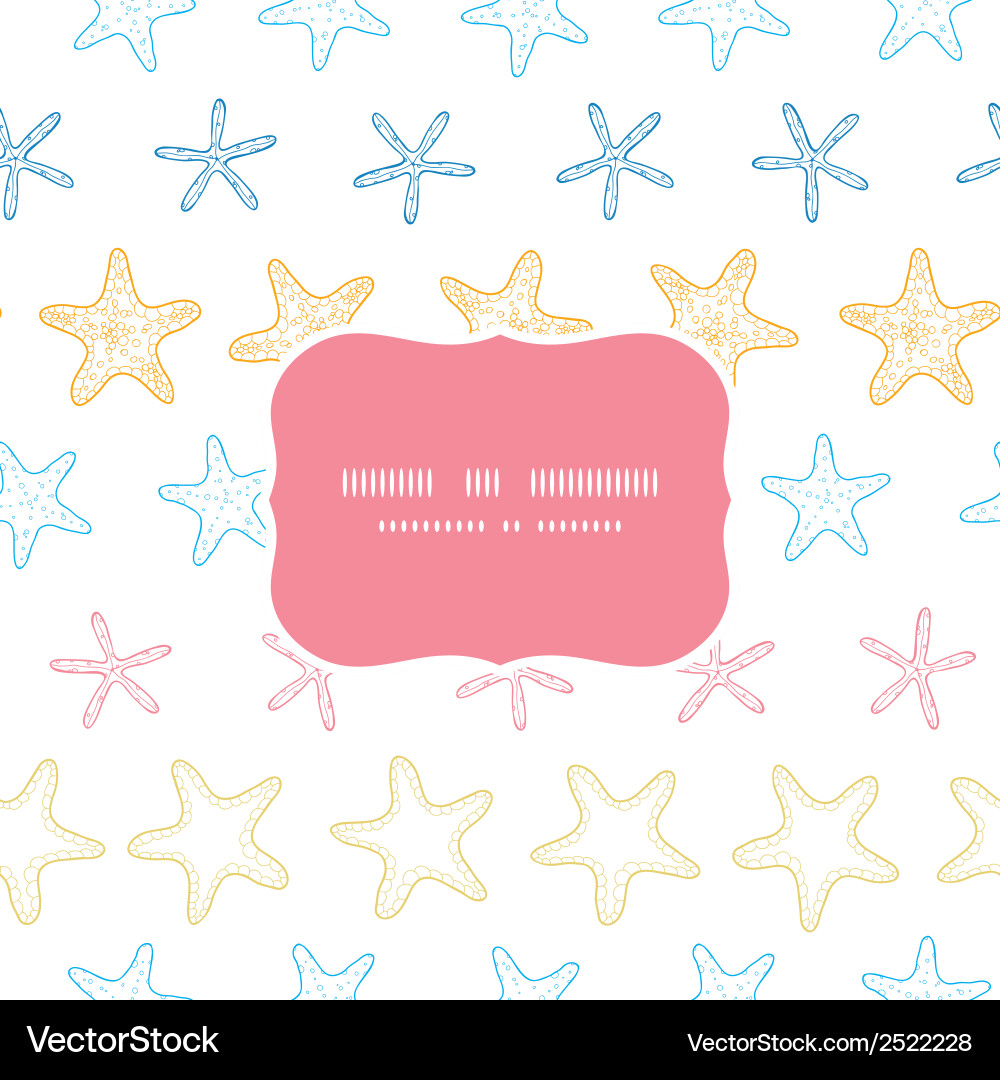 Starfish colorful line art frame seamless pattern Vector Image