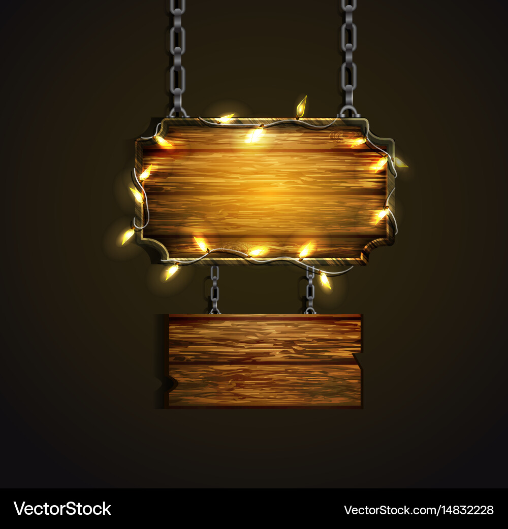 Wooden boards with lights Royalty Free Vector Image