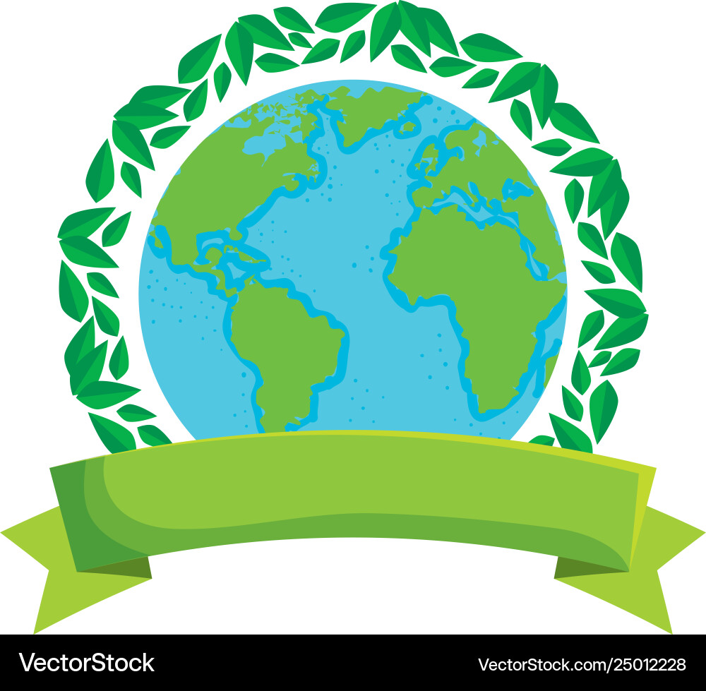 World planet earth with leafs plant Royalty Free Vector
