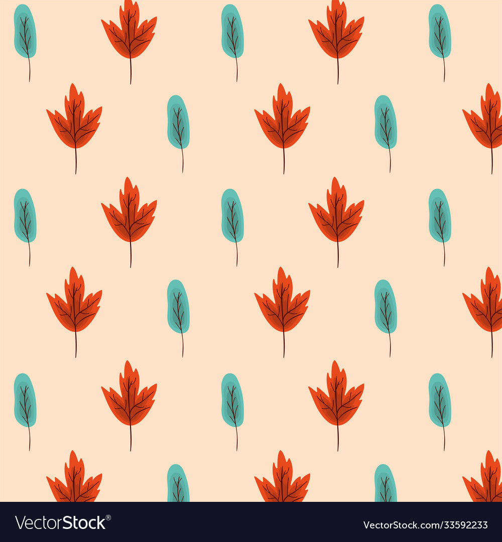 Autumn blue and orange leaves background Vector Image