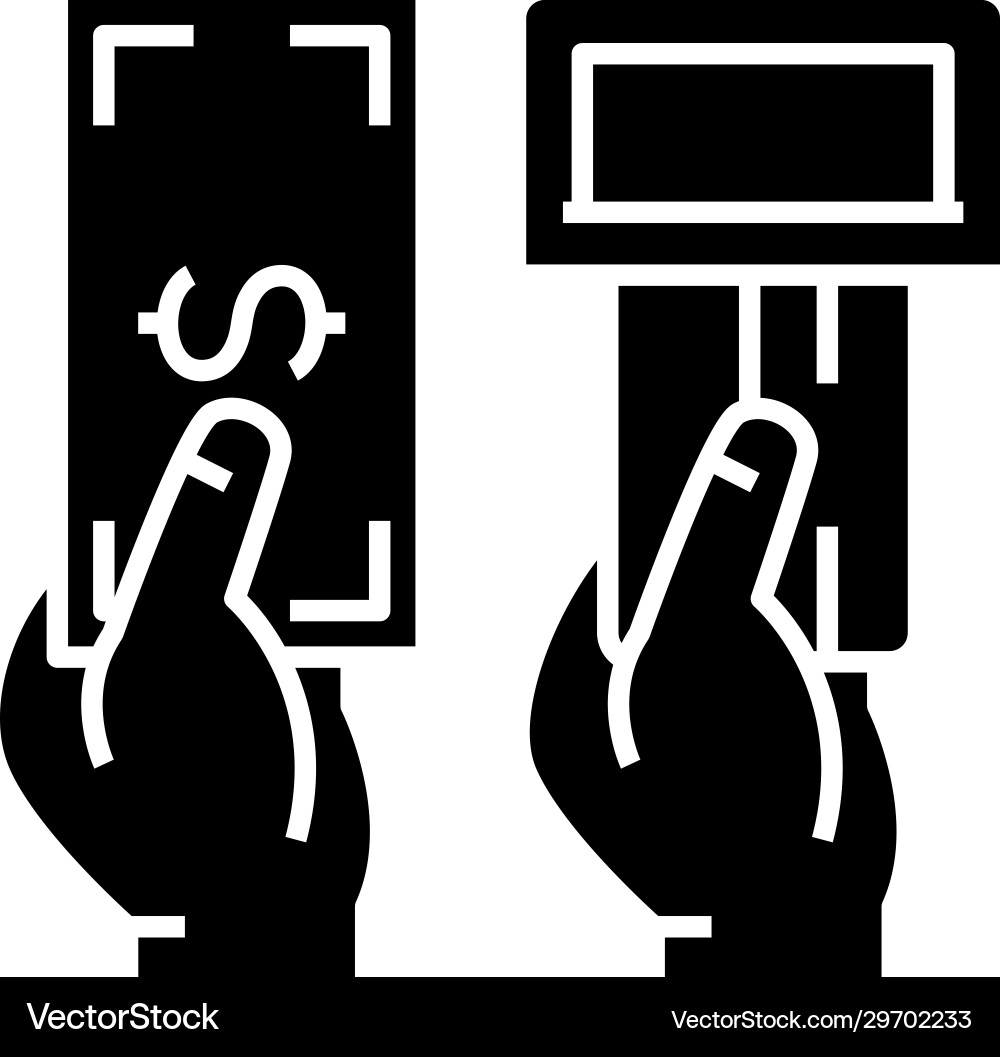 Cash withdrawal black icon concept Royalty Free Vector Image