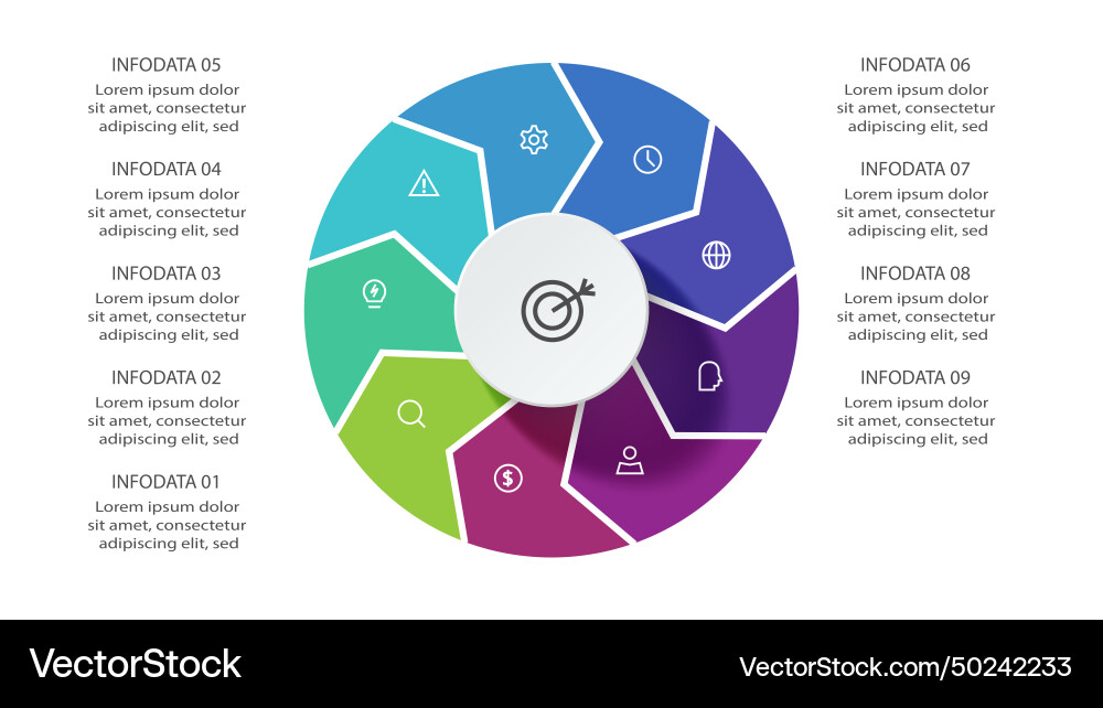 Creative concept for infographic with 9 steps Vector Image