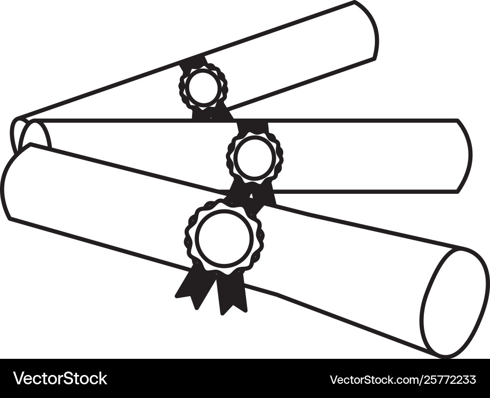 Graduation school certificate rolls medals Vector Image