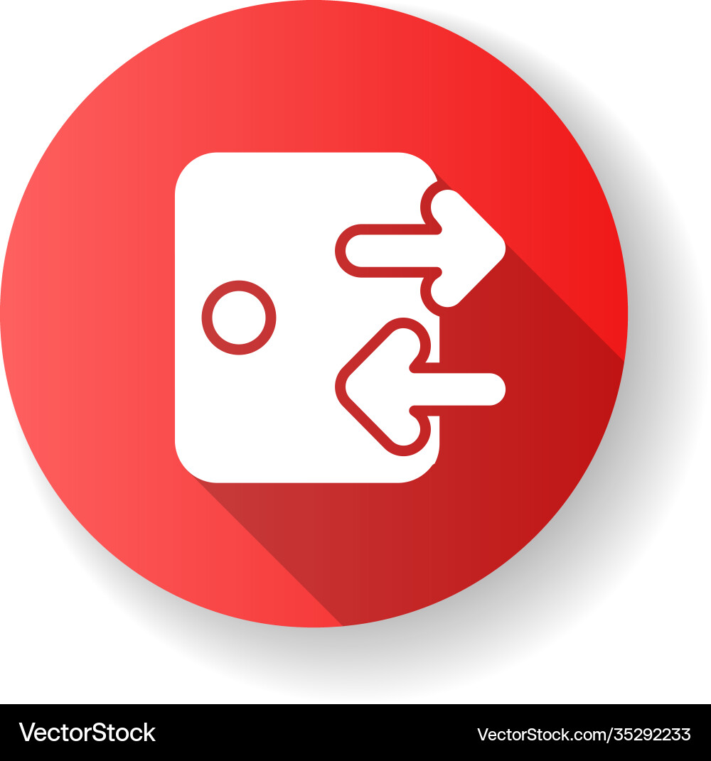 Log in and out red flat design long shadow glyph Vector Image