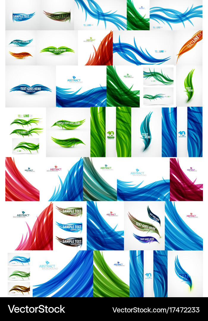 Mega collection of flowing motion abstract Vector Image