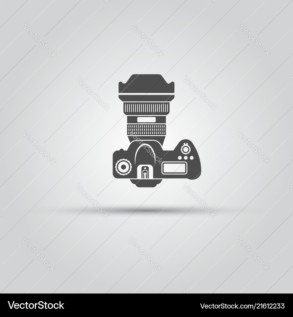 Photo camera top view isolated black icon Vector Image