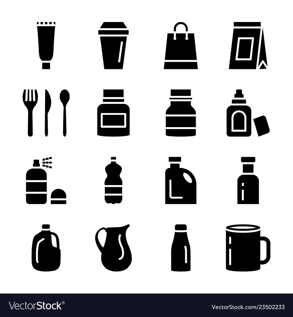Plastic packaging solid set Royalty Free Vector Image