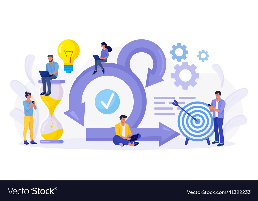 Scrum framework concept process diagram Royalty Free Vector