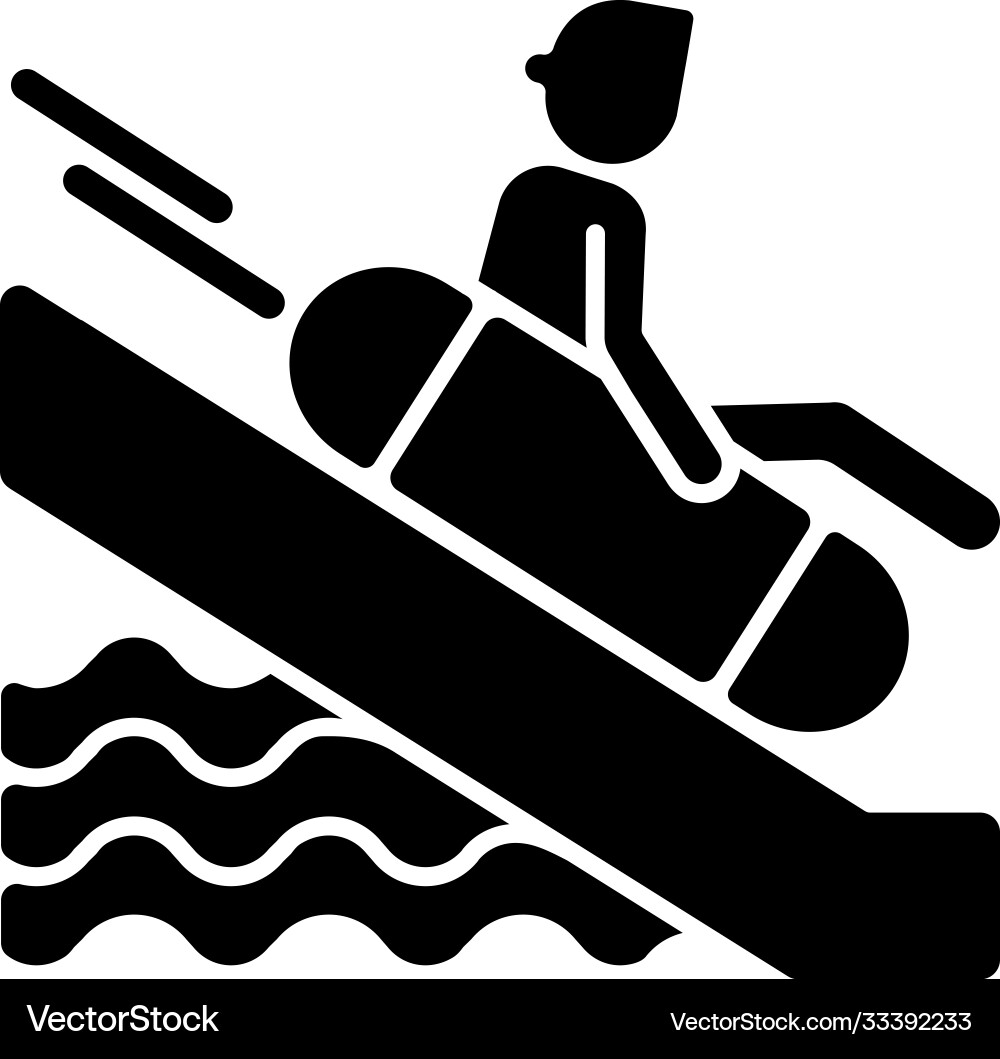 Sliding on swim circle black glyph icon Royalty Free Vector