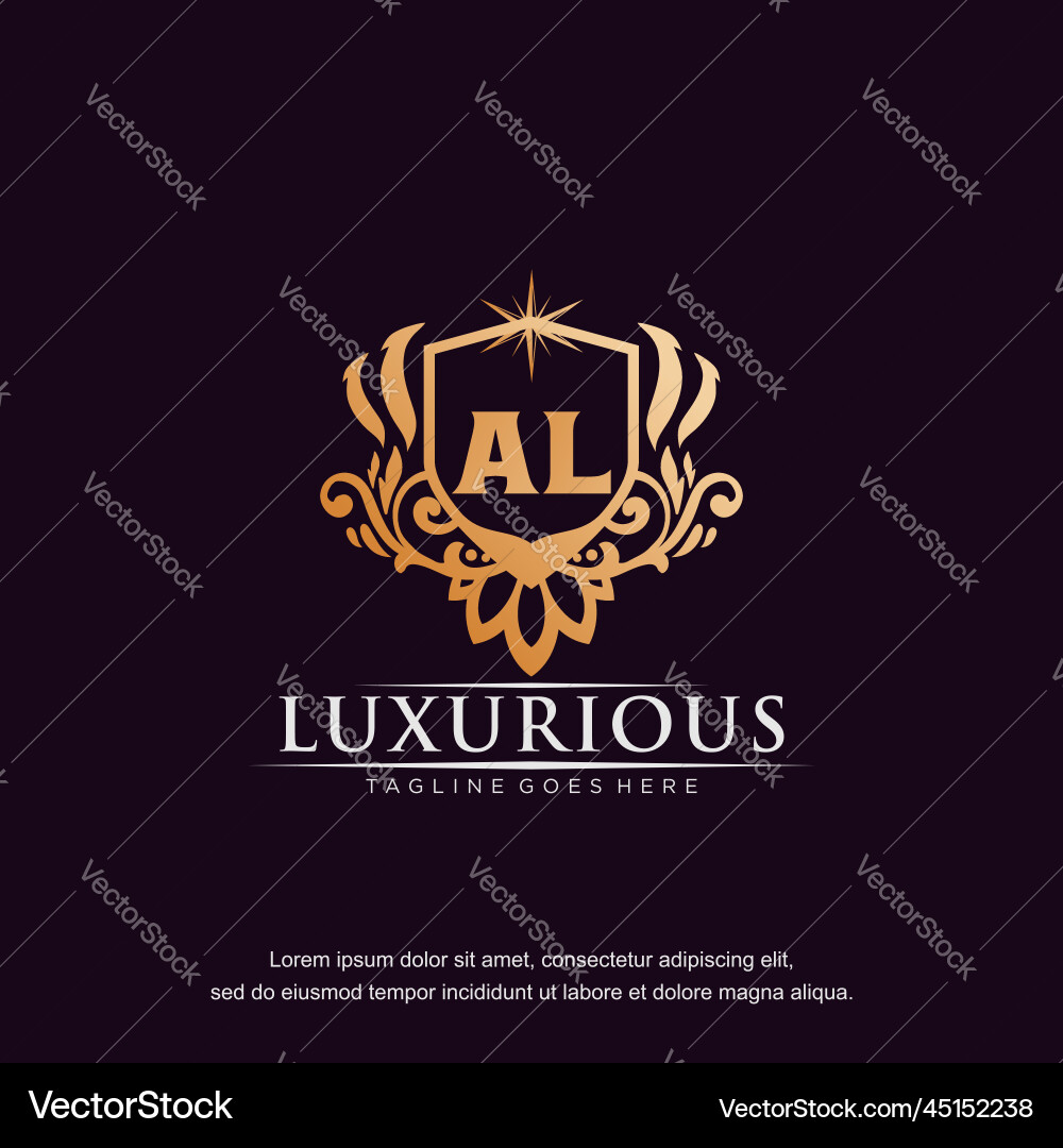 Al initial letter luxury ornament gold monogram Vector Image