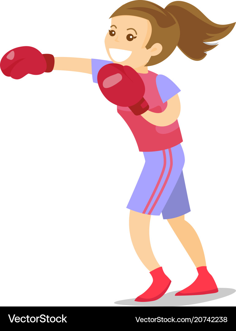 Caucasian white boxer training in boxing gloves Vector Image